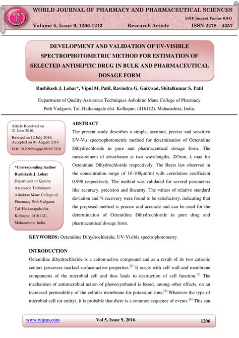 pdf development and validation of uv visible spectrophotometric