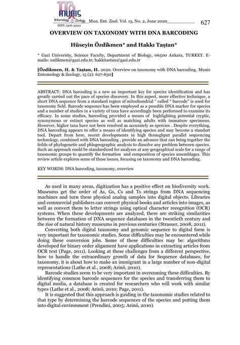 Pdf Overview On Taxonomy With Dna Barcoding