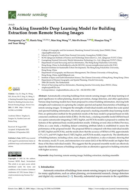 Pdf A Stacking Ensemble Deep Learning Model For Building Extraction