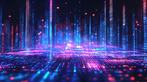 Abstract Digital Network Flow With Glowing Particles And Lines Stock Illustration Illustration