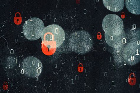 Abstract Dark Hacking Backdrop With Bokeh Circles And Binary Coding