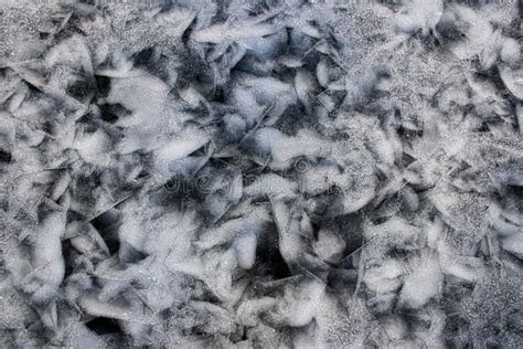 Patterns On The Ice Of A Frozen River View From Above Up Close Stock