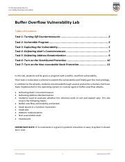 Lab 3 Buffer Overflow Pdf CS 421 Information Security Lab 3 Buffer Overflow Vulnerability