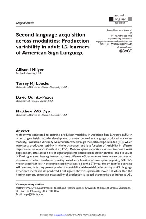 pdf second language acquisition across modalities production