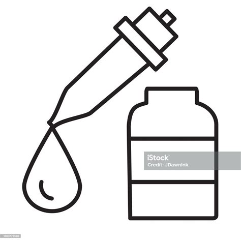 현대 스킨케어 및 뷰티 트리트먼트 에센셜 오일 팅크 씬 라인 스타일 편집 가능한 스트로크 개념에 대한 스톡 벡터 아트 및 기타