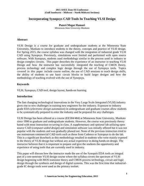 pdf incorporating synopsys cad tools in teaching vlsi … culmination