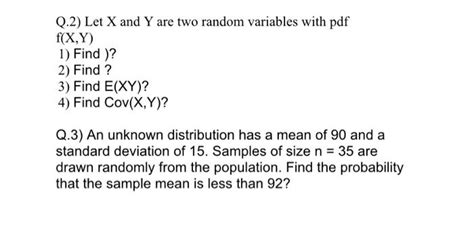 solved q 2 let x and y are two random variables with pdf