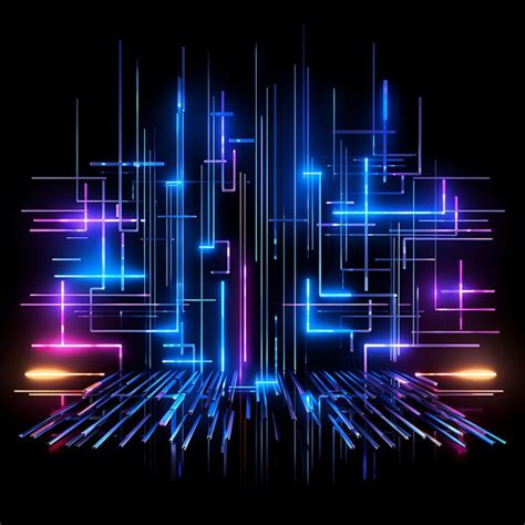 Premium Photo Neon City Grid Borderline Design Neon Lines Style City