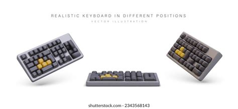 Set Realistic Black Keyboards Shadows Wireless Stock Vector Royalty