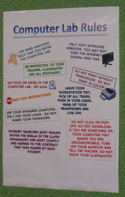 Printable Computer Lab Rules