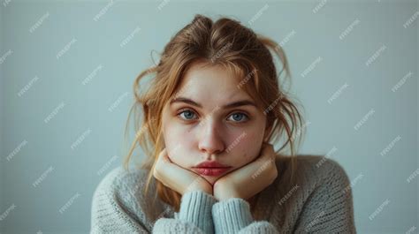 Premium Photo A Teenage Girl Biting Her Lip And Gripping Her Arms