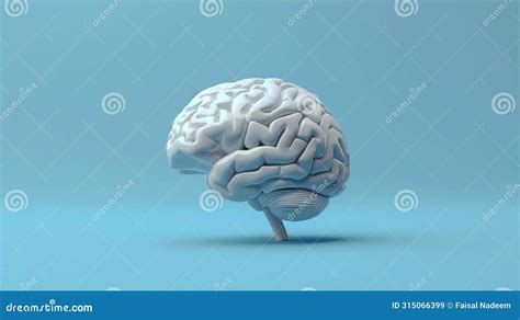 Brain Model Represents Thought Process Against Blue Background Stock