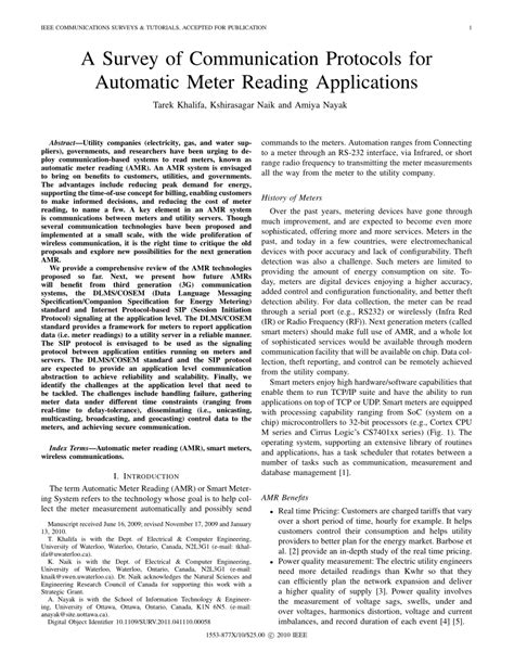 pdf a survey of communication protocols for automatic meter reading