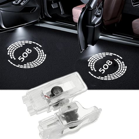 자동차 도어 Led 로고 장식 램프 레이저 그림자 프로젝터 유령 예복 환영 조명 푸조 508 2010 2016 2012