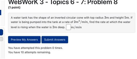 solved webwork 3 topics 6 7 problem 8 1 point a water