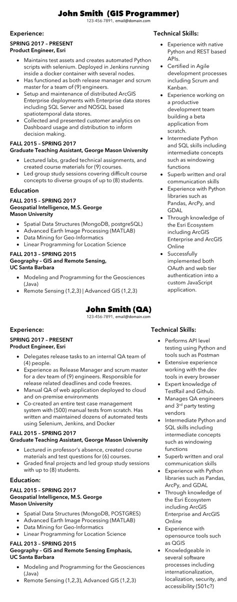 Resume For Gis Programmer Resume For Gis Qa Engineer Rgis