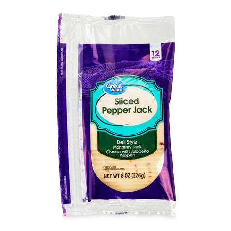 Nightshade Free Great Value Deli Style Sliced Pepper Jack Cheese 8 Oz