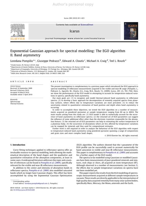 Pdf Exponential Gaussian Approach For Spectral Modelling The Ego