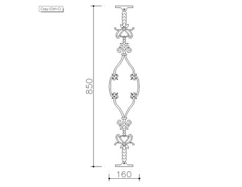 Dynamic Single Railing Block Cad Drawing Details Dwg File