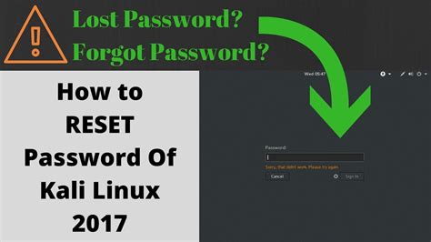 How To Reset Password Of Kali Linux Tutorial 2017 Youtube