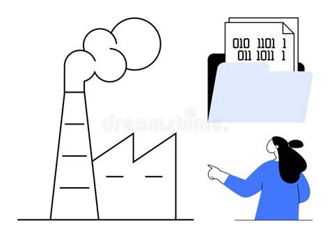 Industrial Data Analysis With Binary Code And Factory Imagery Stock Vector Illustration Of