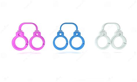 Colorful Fluffy Handcuffs Icon Isolated On White Background Fetish Accessory Stock Illustration