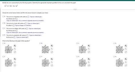 Solved Identify The Curve Represented By The Following Chegg