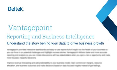 Deltek Vantagepoint Reporting And Business Intelligence Aktion Associates