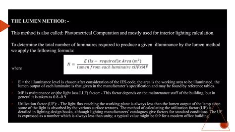 Electrical Lighting Design And Calculations Pptx