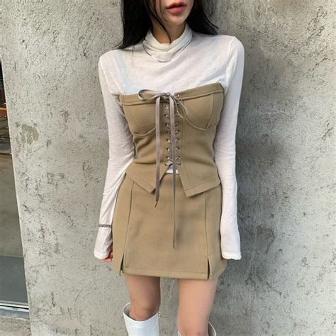 코르셋 지퍼 뷔스티에 탑 2colors