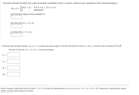 Solved The Joint Density Function For A Pair Of Random