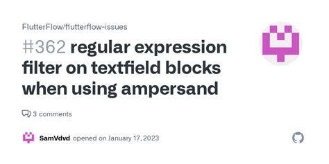 Regular Expression Filter On Textfield Blocks When Using Ampersand · Issue 362 · Flutterflow