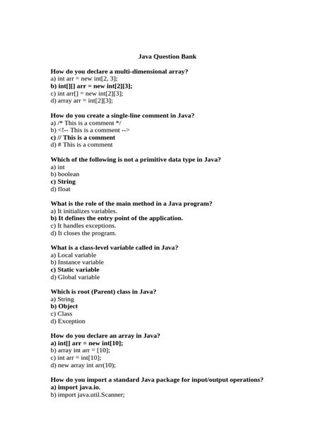Java Question Bank Pdf