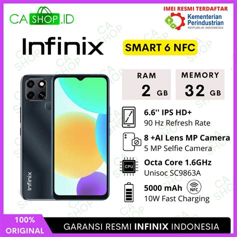 Jual Infinix Smart 6 NFC 2GB 32GB 2 32 New Original Garansi Resmi Black Di Seller CASHOP