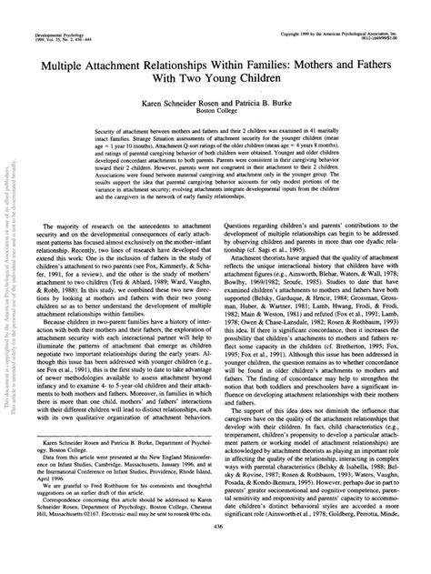 Multiple Attachment Relationships Within Families Mothers And Fathers