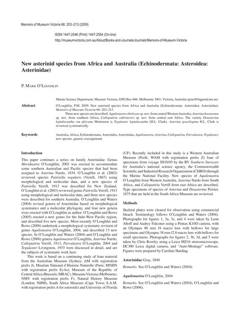Pdf New Asterinid Species From Africa And Australia Echinodermata Asteroidea Asterinidae