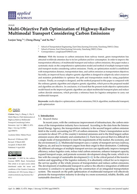 PDF Multi Objective Path Optimization Of Highway Railway Multimodal Transport Considering