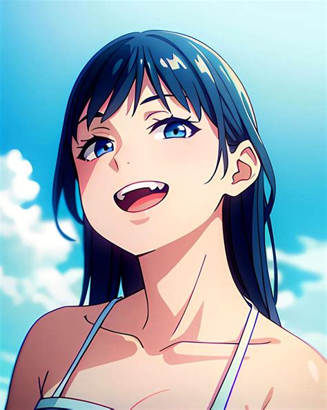 Красивая девушка брюнетка с голубыми глазами в сарафане на фоне неба · бесплатная