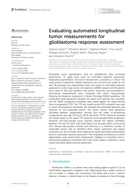 Pdf Evaluating Automated Longitudinal Tumor Measurements For