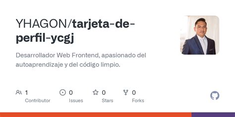 GitHub YHAGON Tarjeta De Perfil Ycgj Desarrollador Web Frontend Apasionado Del