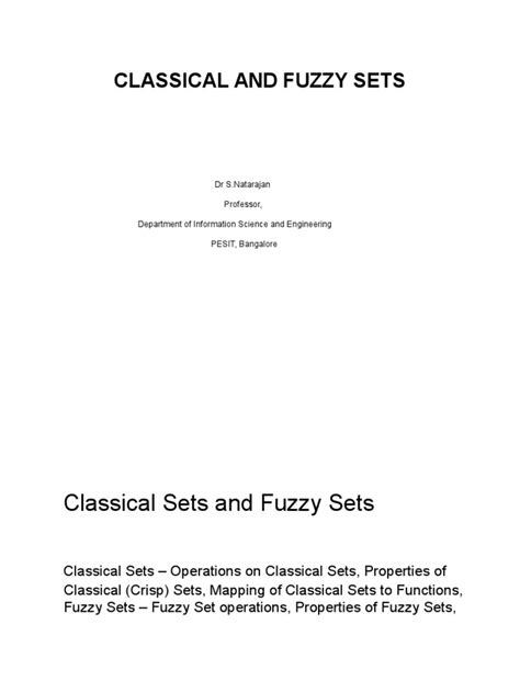 Classical And Fuzzy Sets Vtu Pdf Set Mathematics Fuzzy Logic