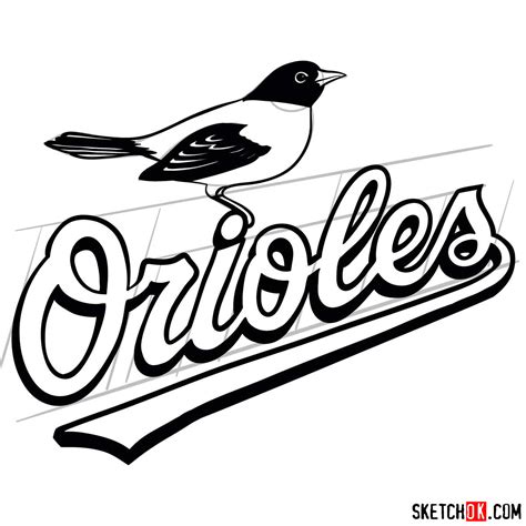 How To Draw Baltimore Orioles Logo Mlb Logos Sketchok Easy Drawing