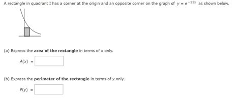 Solved A Rectangle In Quadrant I Has A Corner At The Origin Chegg Com