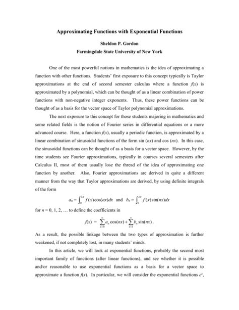 Approximating Functions With Exponential Functions