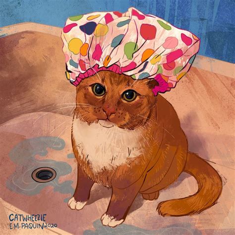 Shower Cat Catwheezies Print Gallery Wet Cat Drawing Orange Tabby