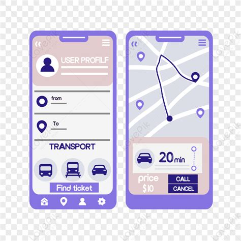 만화 보라색 휴대 전화 위치 앱 그림패널디지털 Png 일러스트 무료 다운로드 Lovepik