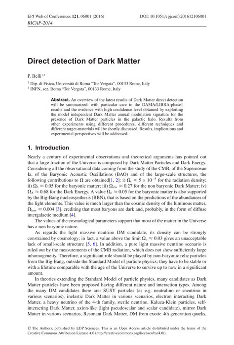 Pdf Direct Detection Of Dark Matter