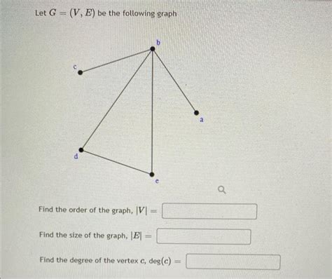 solved let g v e be the following graph find the order of