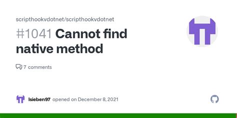 Cannot Find Native Method · Issue 1041 · Scripthookvdotnet