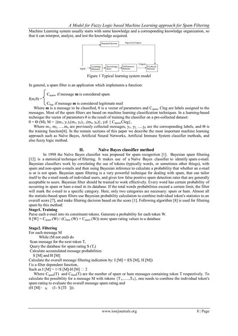 A Model For Fuzzy Logic Based Machine Learning Approach For Spam